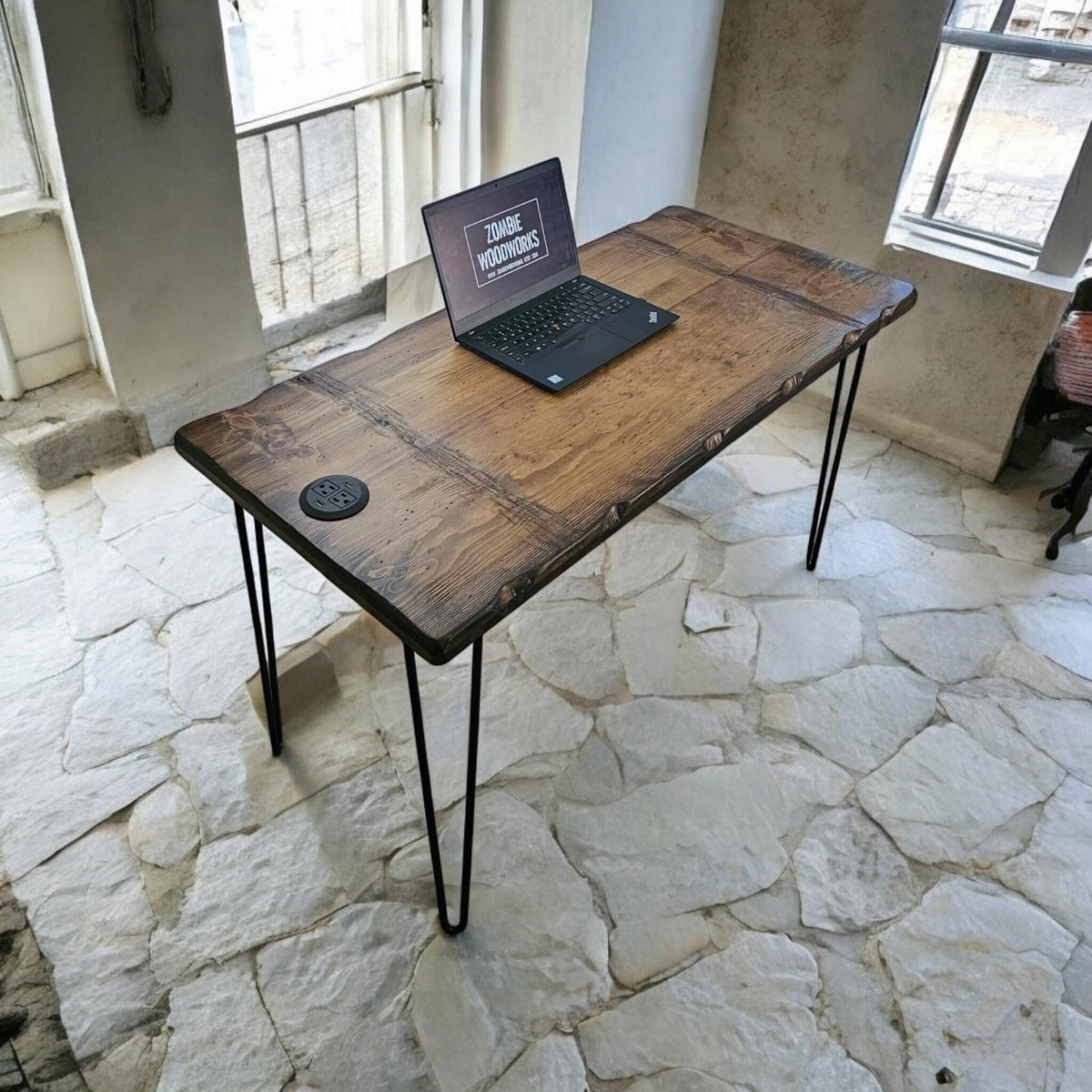 Unhinged Wood Desk Custom Sizes Reclaimed Distressed with Hairpin Legs ...