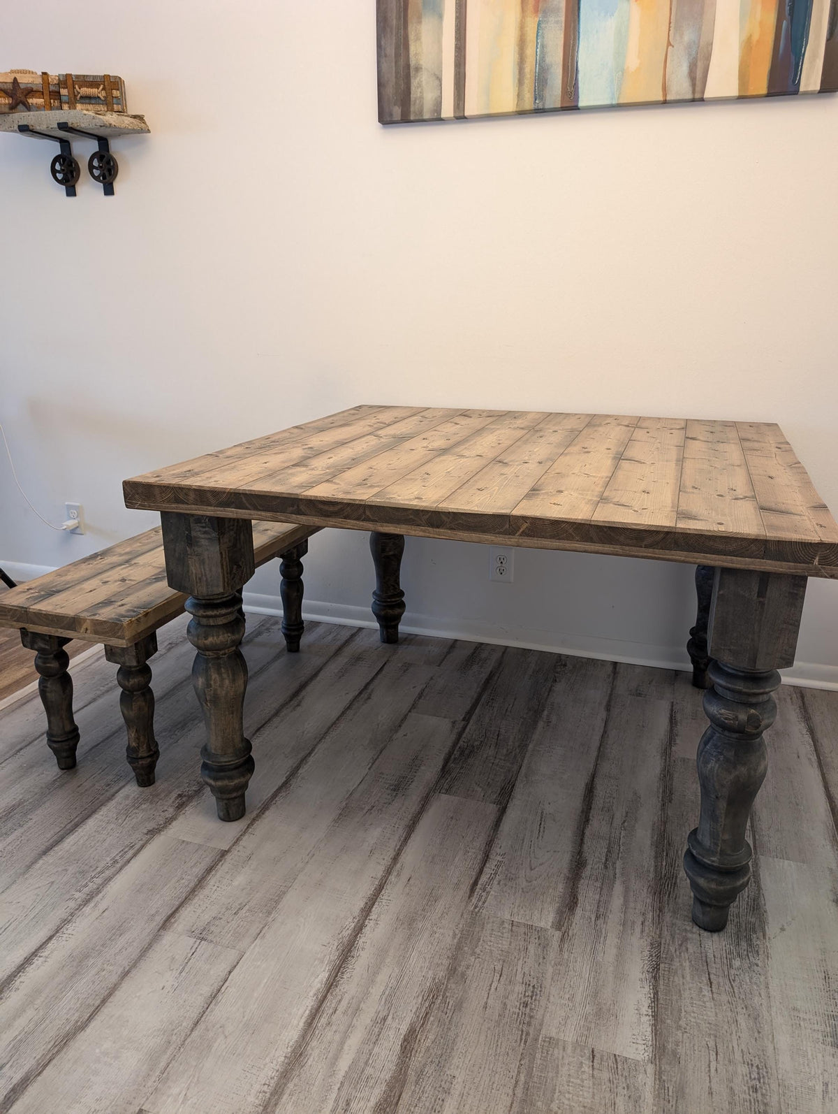 Farmhouse Bench with Wood Legs — Zombie Woodworks
