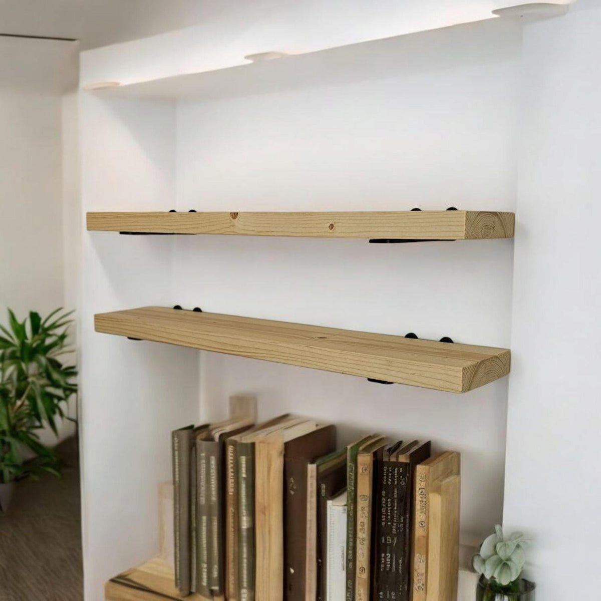 Natural Light Wood Single Shelf - Everything Included to Mount to Dryw ...